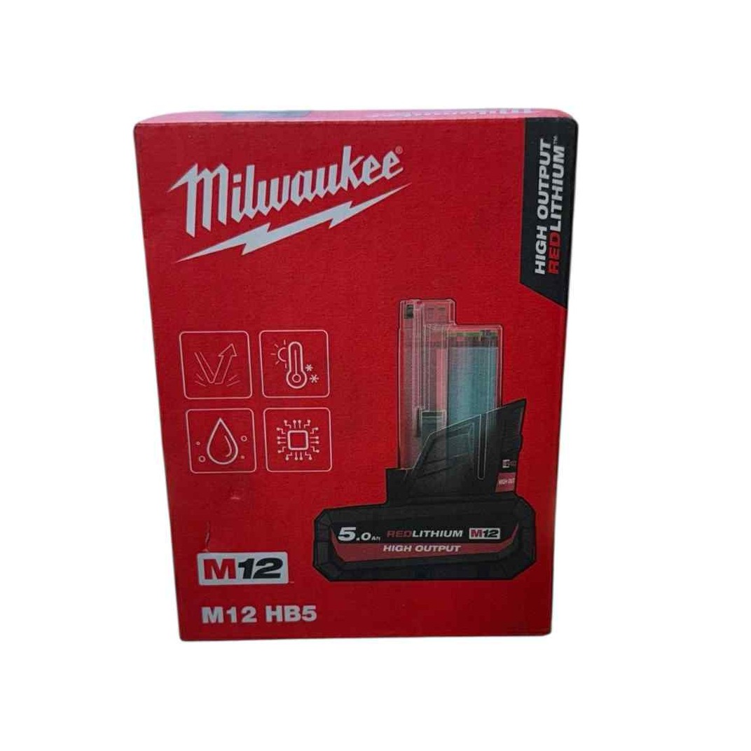 New Milwaukee M12 HB5 12V 5.0Ah Li-Ion RedLithium High Output Battery ...